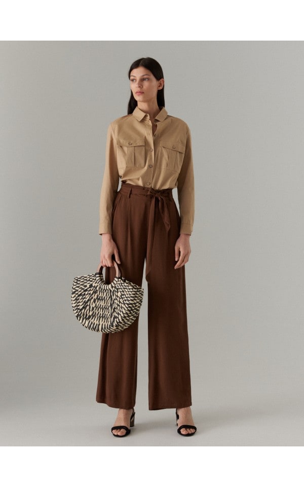 Cămașă din material majoritar bumbac cu buzunare cargo, MOHITO, WZ554-08X